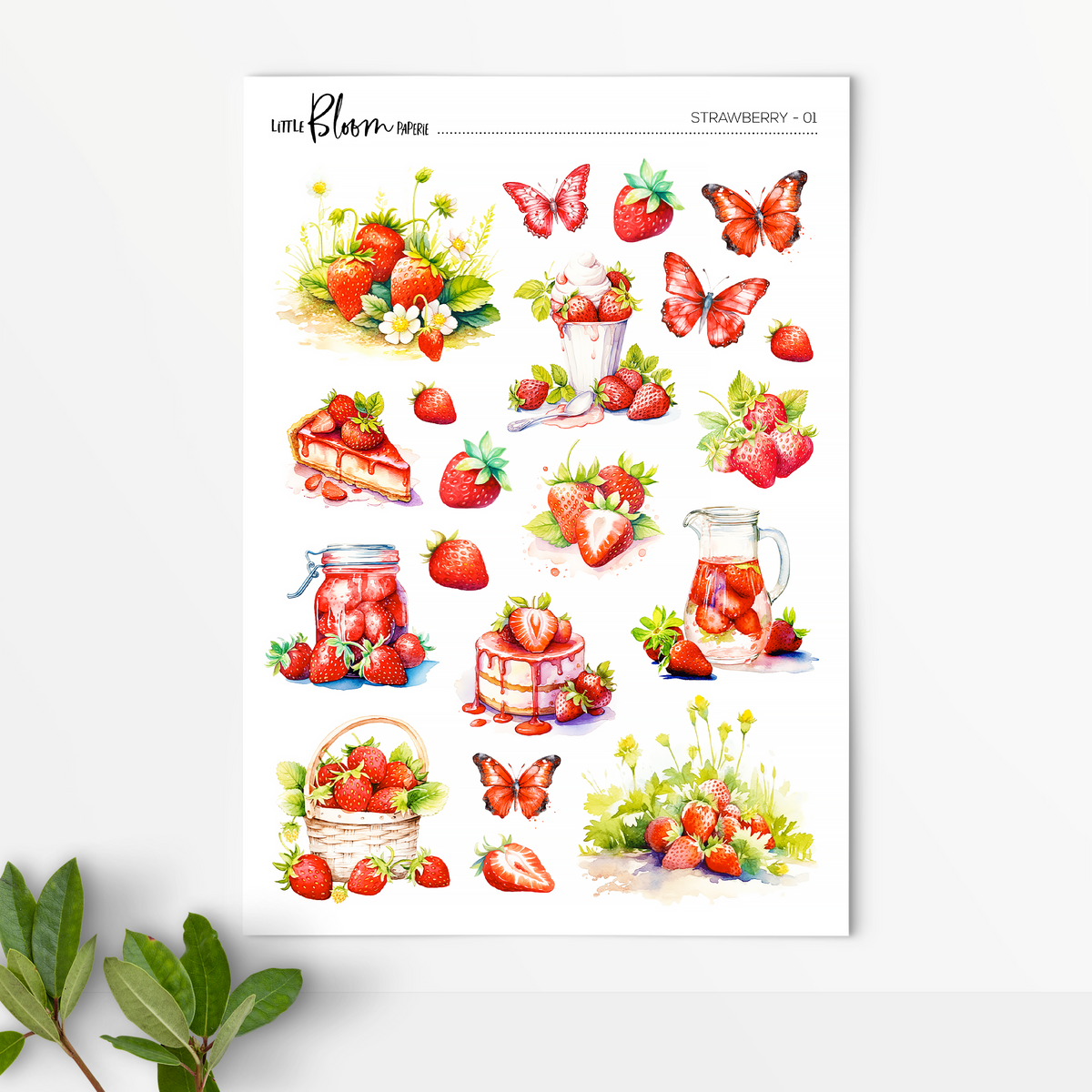 Strawberries V1 | Large (5x7 sheet) – LittleBloomPaperie