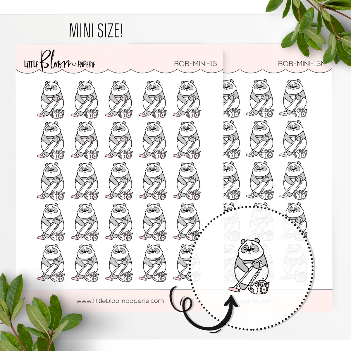 Vacuuming MINI BOB | Bob the Panda Stickers – LittleBloomPaperie